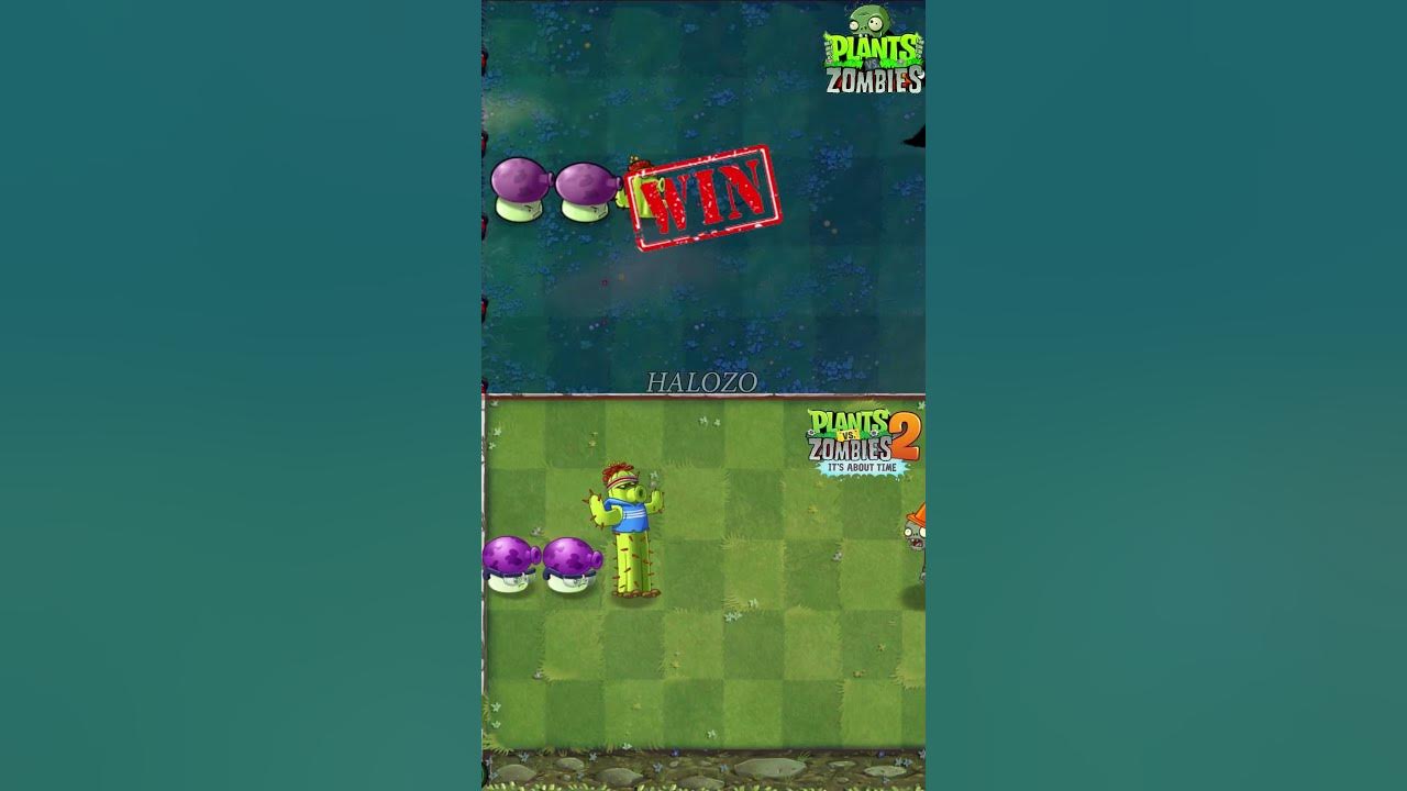 Pvz vs Pvz 2 - Two Fume Shroom & Cactus Vs Three Cone Ahead Zombies #shorts - YouTube