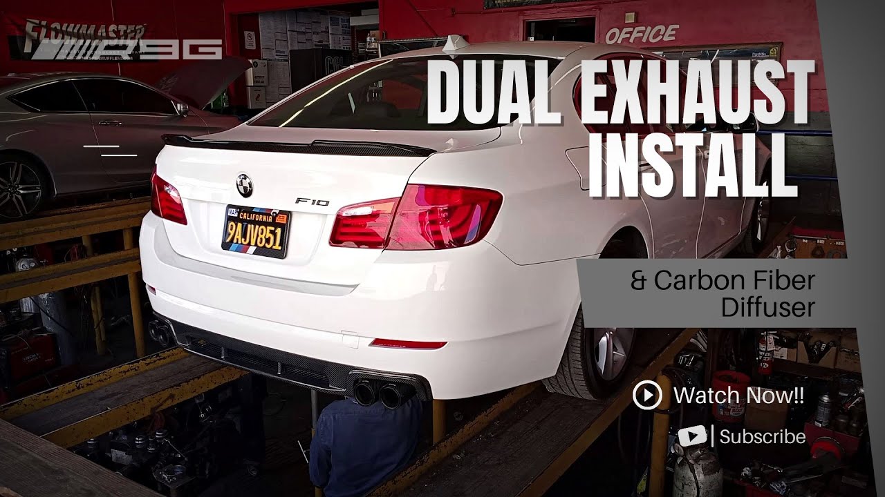 Carbon Fiber Dual Exhaust Rear Diffuser Install for F10 BMW 528i M5 ...