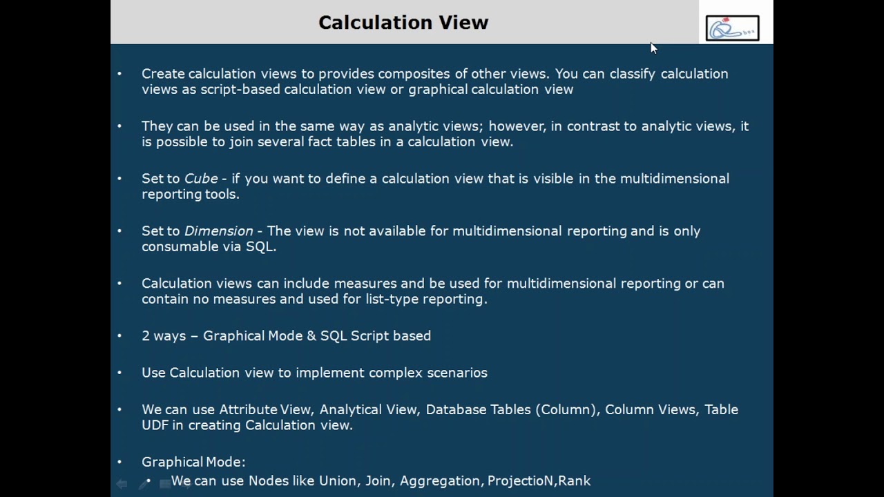 calculation view and its properties in sap hana , sap hana bw4 hana ...