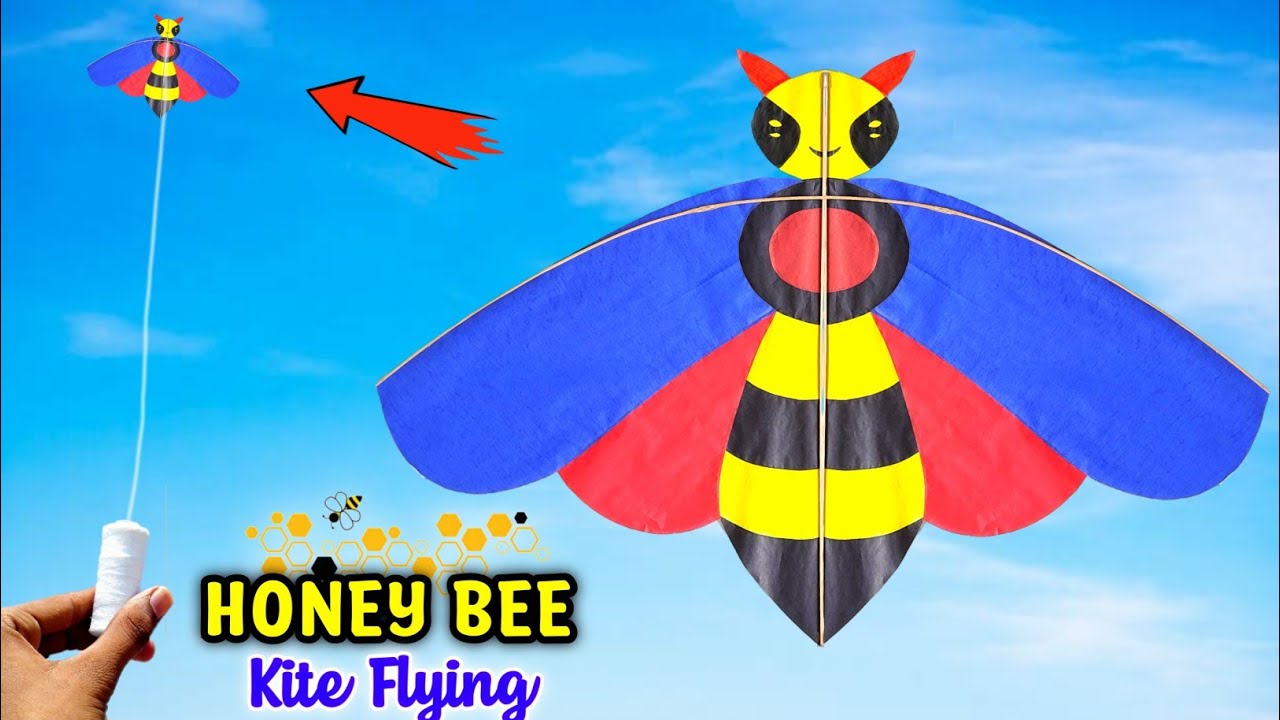 how to make HoneyBee kite , patang kese banate he , how to make paper ...