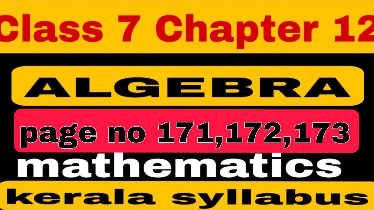 class 7 chapter 12 Algebra page no 171,172,173 - YouTube