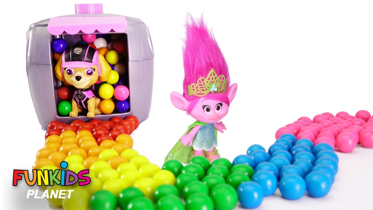 Best Paw Patrol Skye Chase & Poppy Troll Gumball Surprises - YouTube