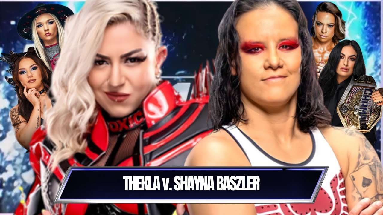 Thekla (w/ Julia Hart & Skye Blue) vs Shayna Baszler (w/ Zoey Stark ...