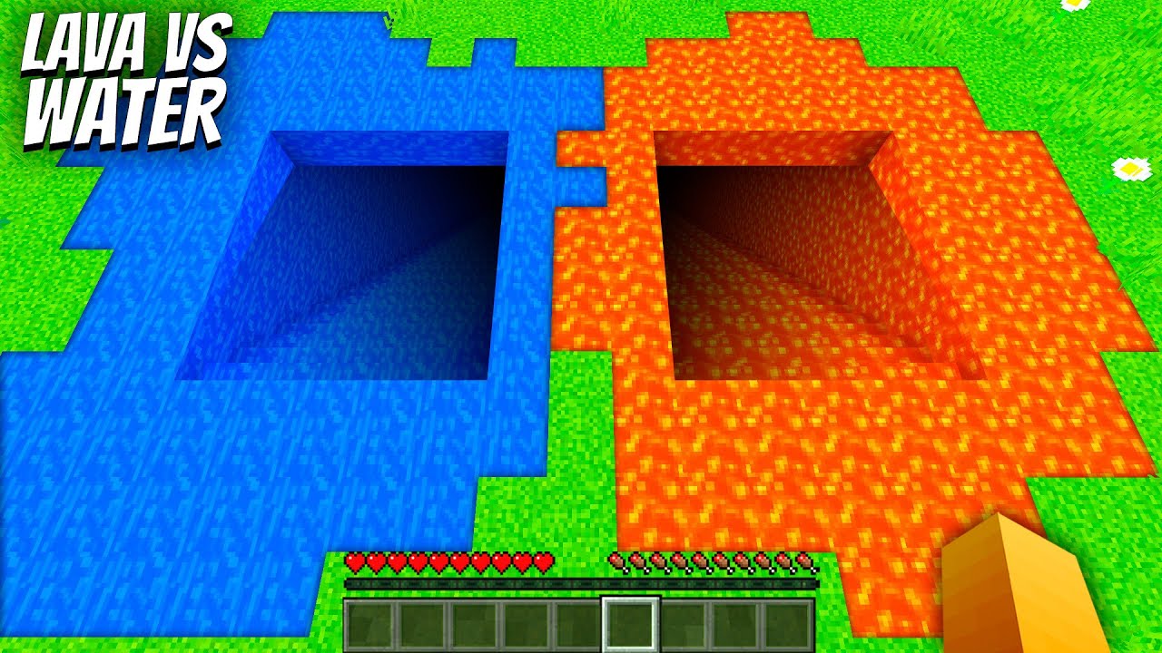 I found a SECRET STAIRS in WATER vs LAVA in Minecraft ! Which HOLE is ...