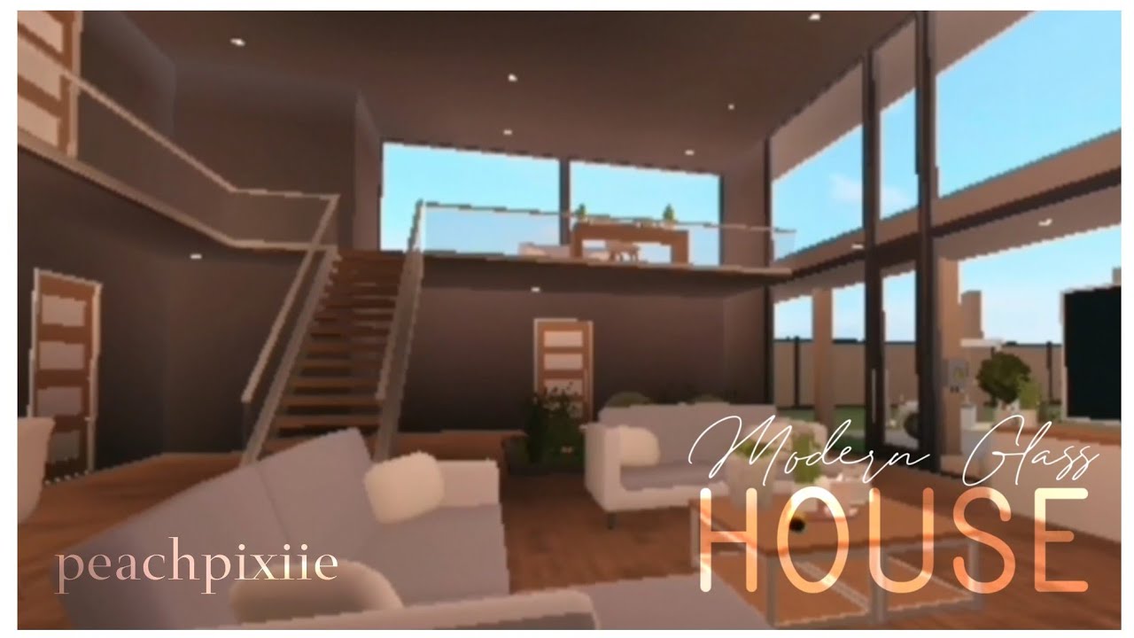 100k Modern Glass House by peachpixiie | Bloxburg Build Showcase ...