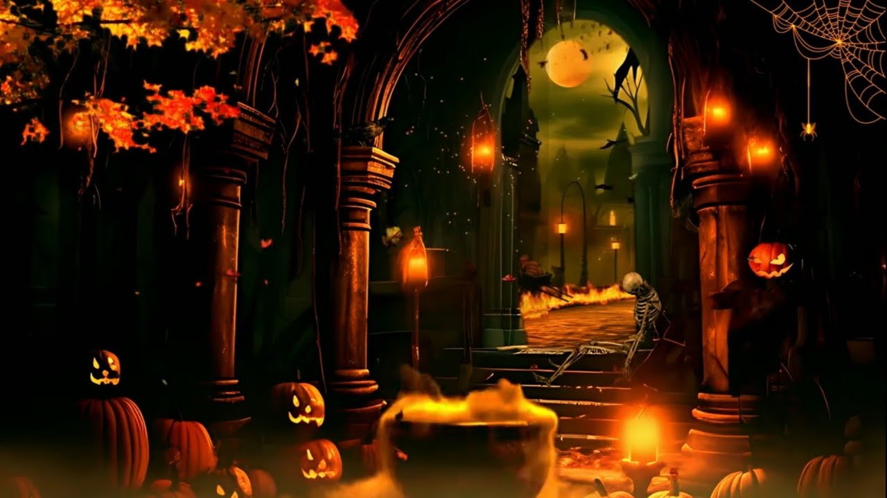 haunted house halloween ambience, halloween night, fall ambience ...
