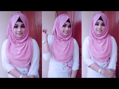 Simple chiffon hijab tutorial for school, college student and everyday outing ||  By Tania ❤️