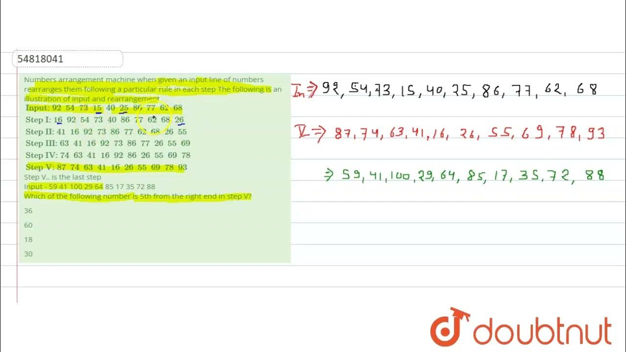 Numbers arrangement machine when given an input line of numbers rearranges them following a part ...
