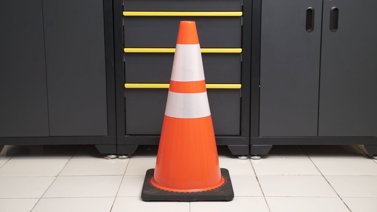 TRAFFIC CONE 70CM ORANGE PVC BLACK BASE - YouTube