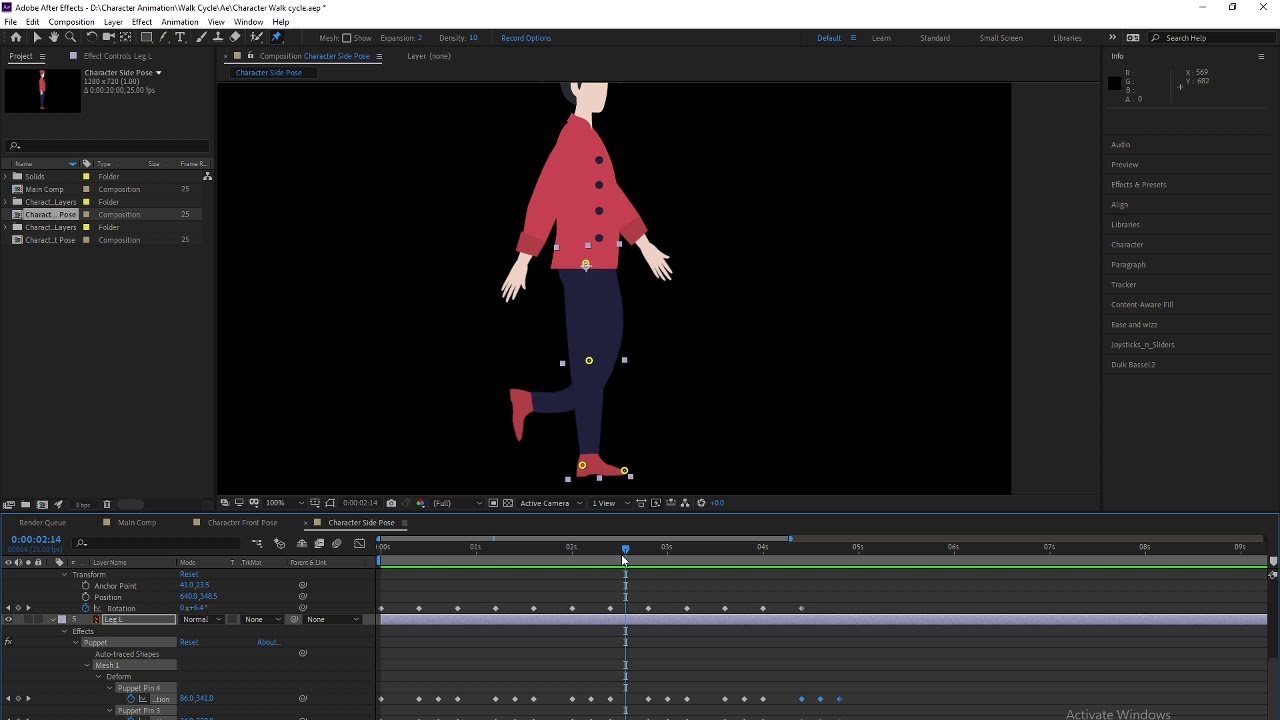 Character Animation Walk Cycle (Side Pose) After Effects - YouTube