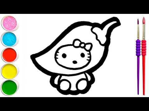 Chilli Hello Kitty Drawing and Coloring for Kids Toddlers How to Draw a Hello Kitty Step by Step ...