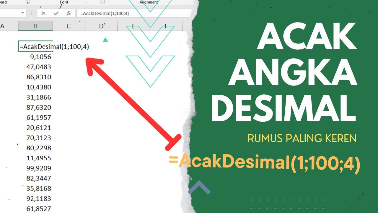 Rumus Excel Untuk Acak Angka Desimal Dengan Koma - YouTube
