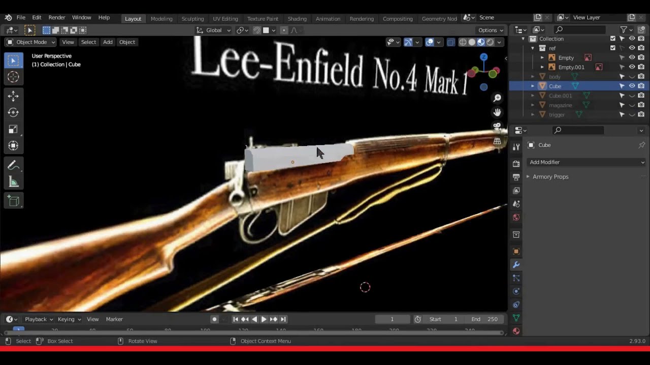 Simple Bolt Action Rifle modelling - Blender Day 1 - YouTube