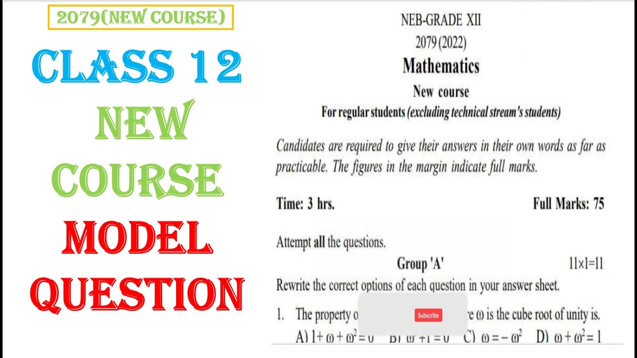 Class 12 Mathematics Model Question Solution 2078/79 || NEB Grade XII ...