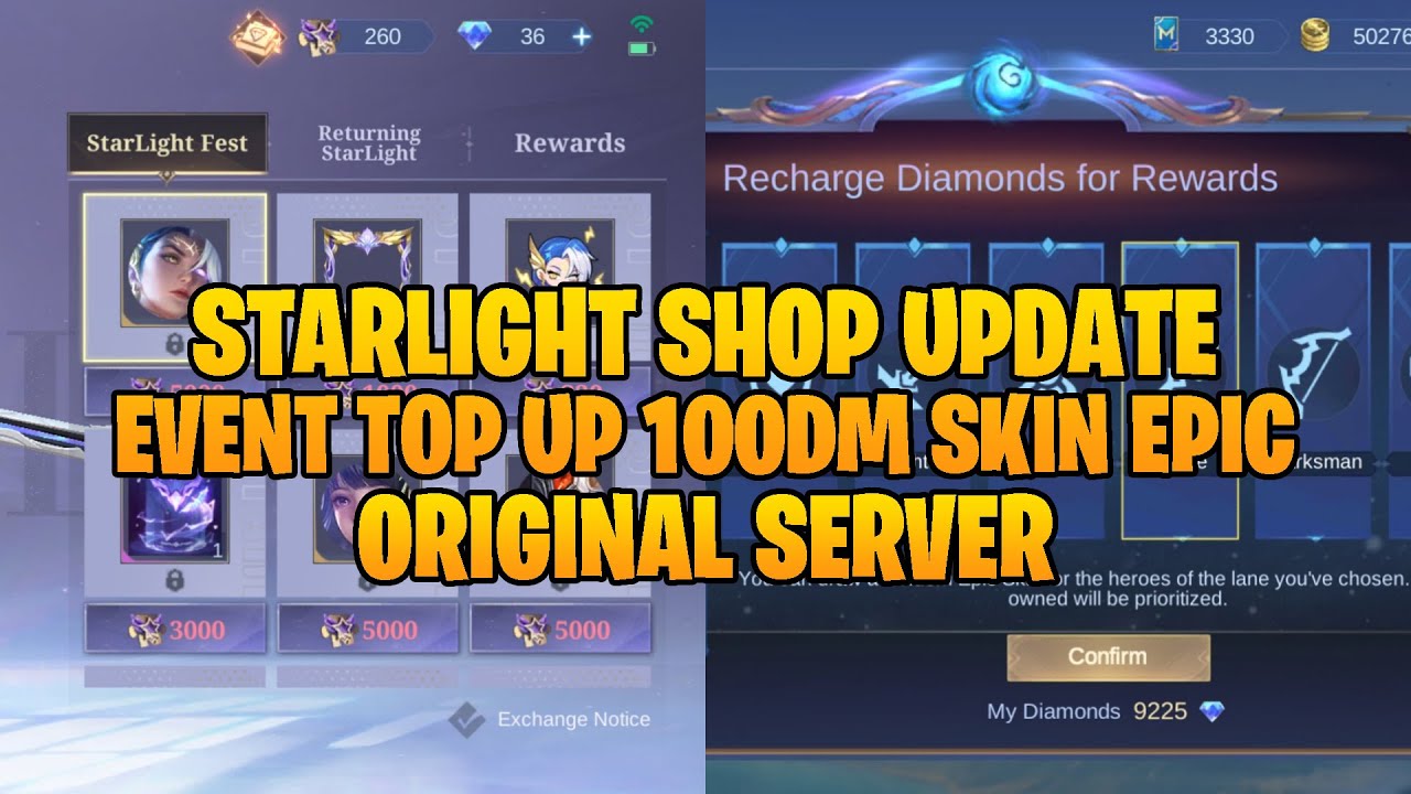 STARLIGHT SHOP UPDATE MEI 2024 & EVENT SKIN EPIC GRATIS TOP UP 100 DM ...