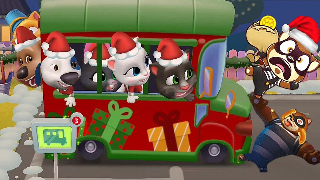 New Christmas Bus and Santa Dress My Talking Tom Friends Gameplay ...