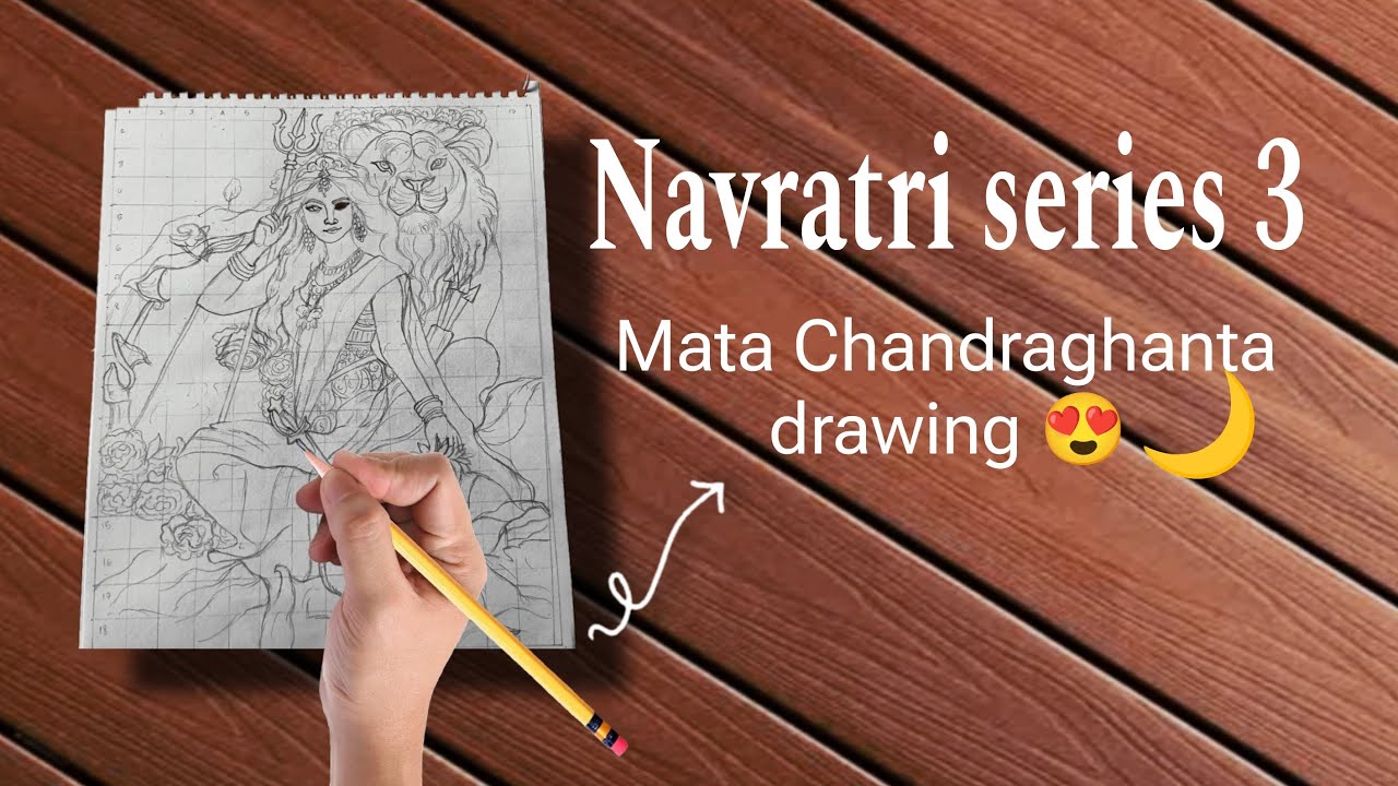 Navratri series 3 || Mata Chandraghanta drawing 😍 🌙 || Durga Mata ...