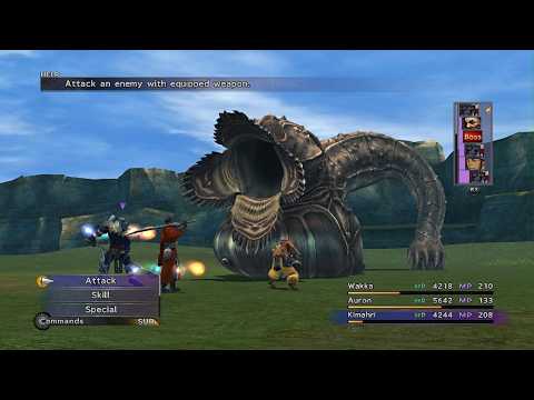 FINAL FANTASY X - using Abyss Worm sentinel glitch to huck blitzballs at a monster's internal organs