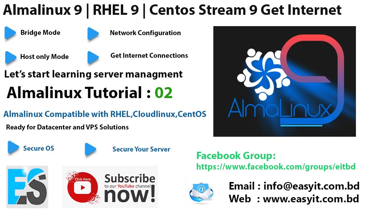 Almalinux Linux 9 | RHEL 9 | Centos Stream 9 Get Internet -02 | Easy IT ...