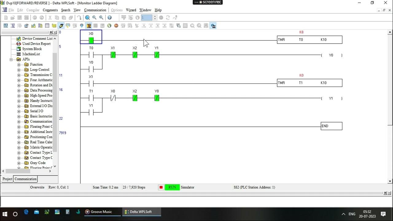 Delta plc "FORWARD/ REVERSE" programming - YouTube