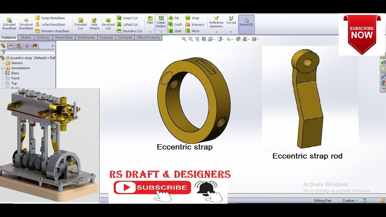 eccentric strap and Rod for Engine assembly @rsdraftanddesigners 3D ...