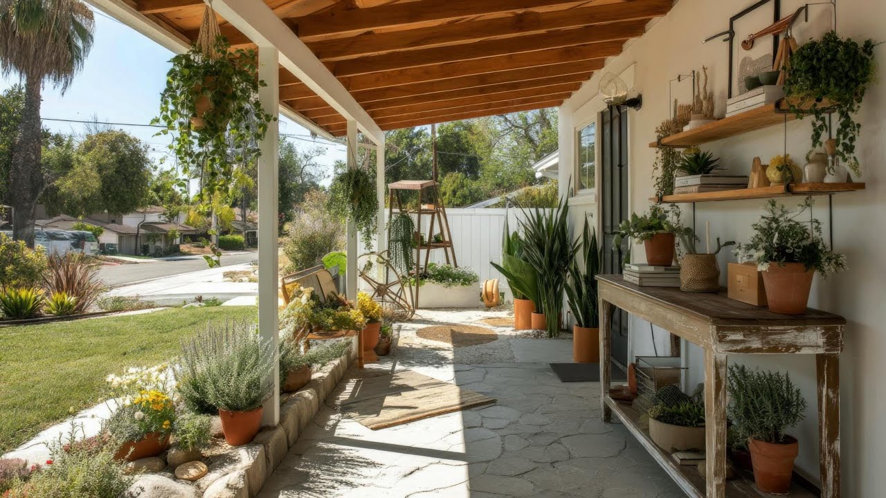 Beautiful Small Rustic Farmhouse Veranda Garden Ideas with Vertical ...