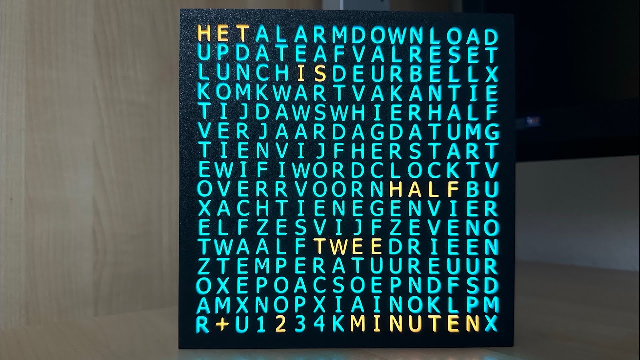 WordClock 16x16 LED matrix - V1.2.0 with support for Dutch - YouTube