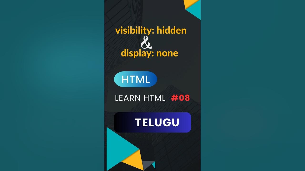 visibility : hidden VS display : none ( Telugu ) | Learn HTML #08 | HTML Tutorials in Telugu ...