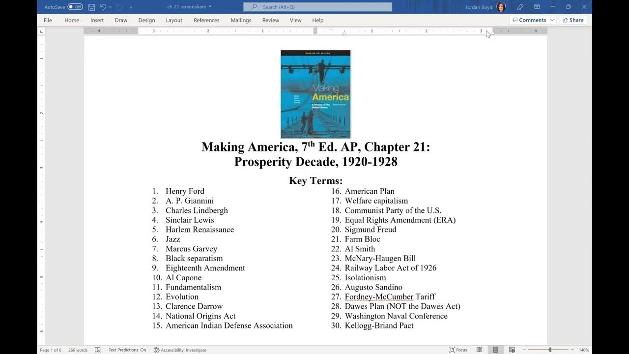 Making America, 7th Ed. AP, Chapter 21: The Prosperity Decade, 1920 ...