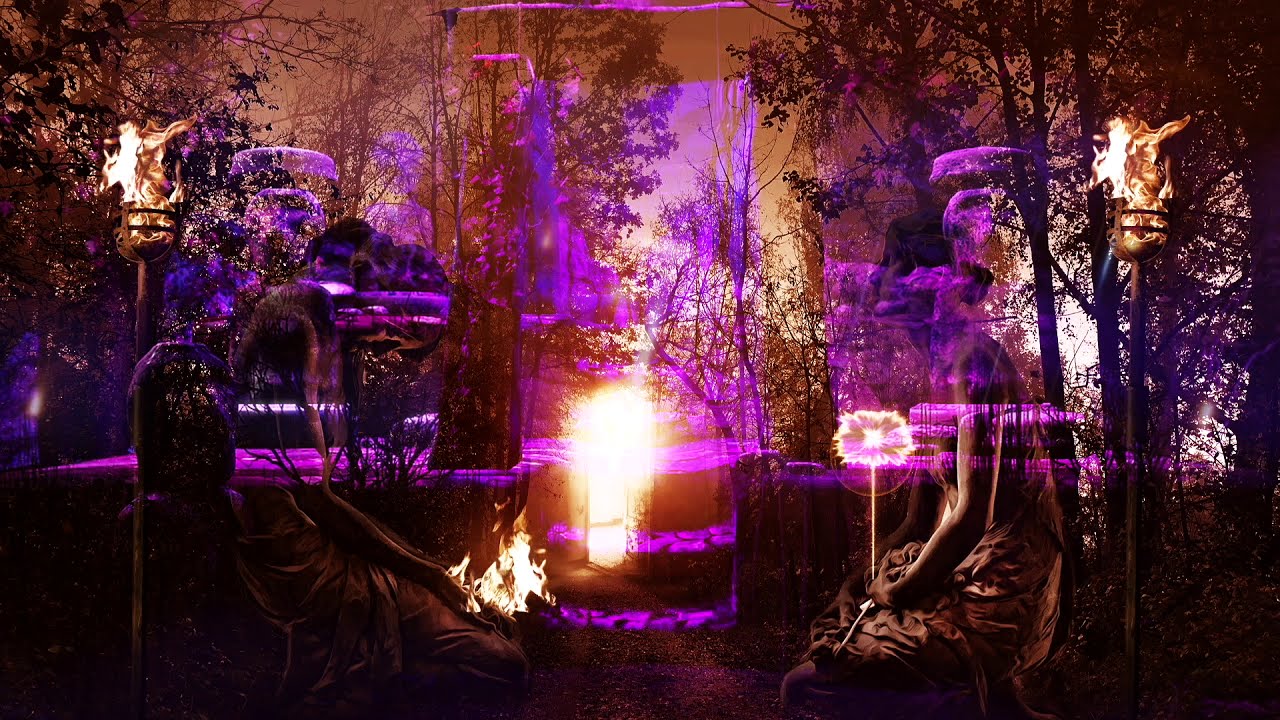 ASMR Fantasy 💜 Purple Priestess Temple Gates🌛🌕🌜Nightfall Timelapse 1 ...