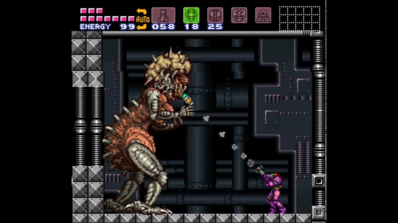 Super Metroid Mother Brain Second Form Battle (no damage) - YouTube