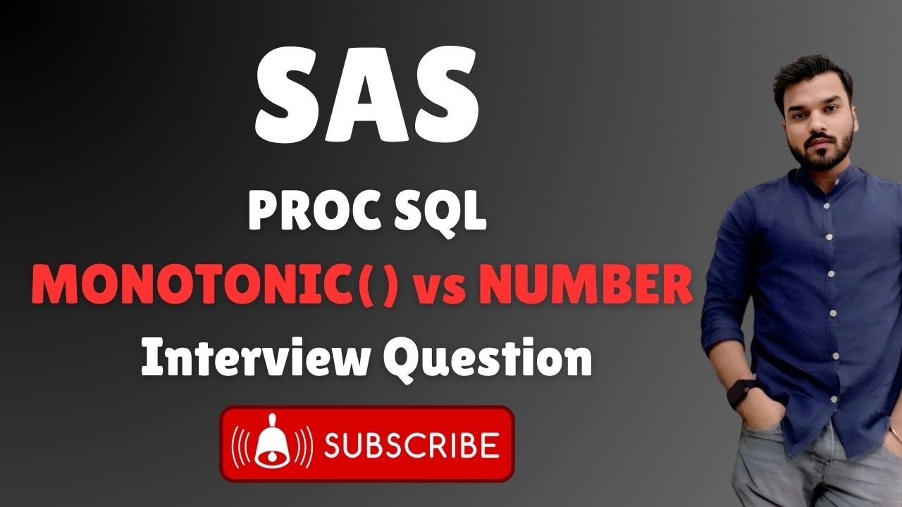 MONOTONIC() vs NUMBER in PROC SQL I SAS - YouTube