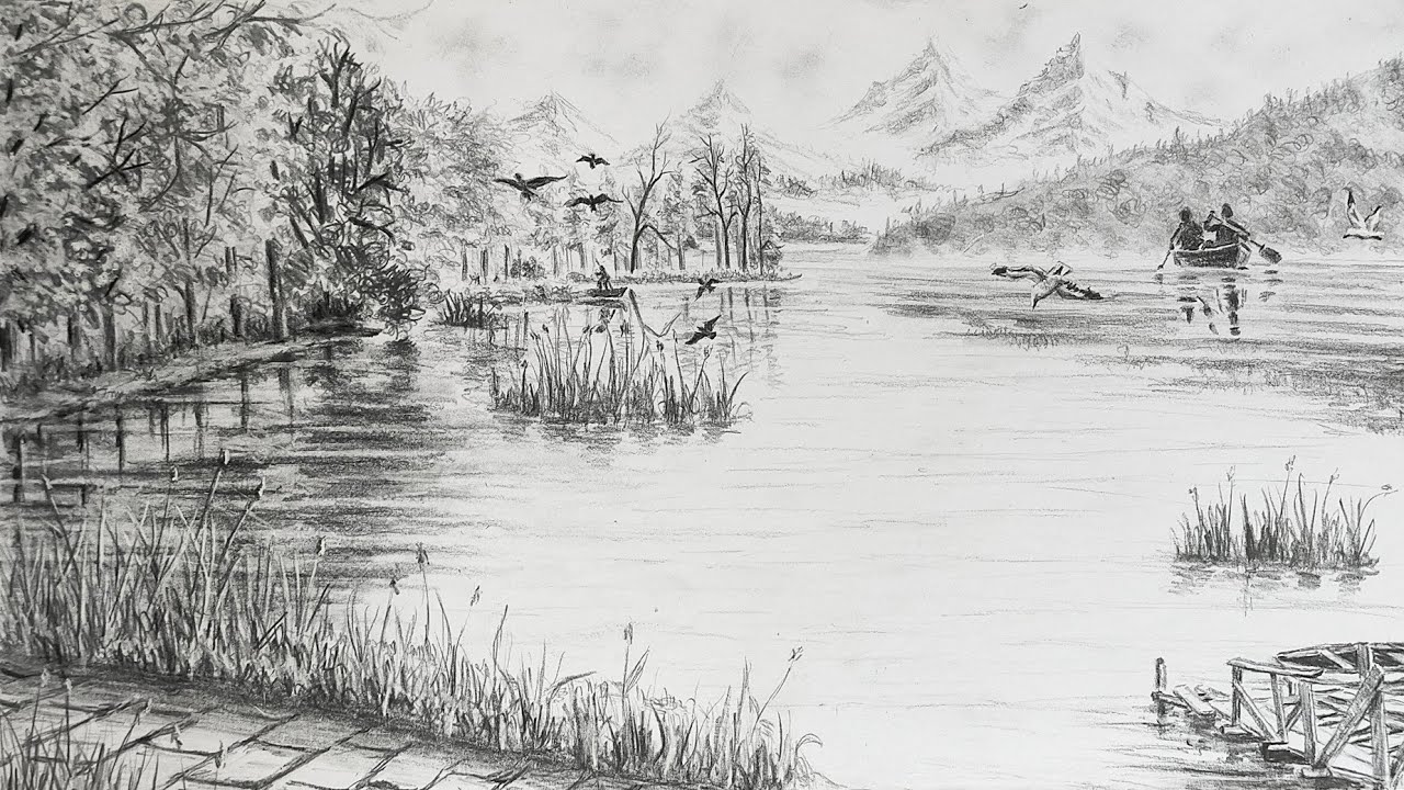 How To Draw Beautiful Neture Landscape Scenery Using In Atmospheric ...