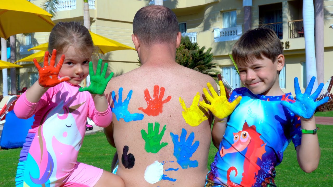Learn colors for children body paint finger family LEARNING VIDEO - YouTube