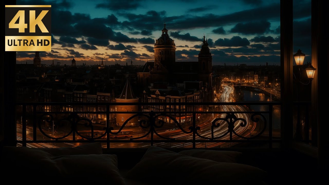 Relaxing Rain Sounds | Amsterdam City View from Window 8H | 4K - YouTube
