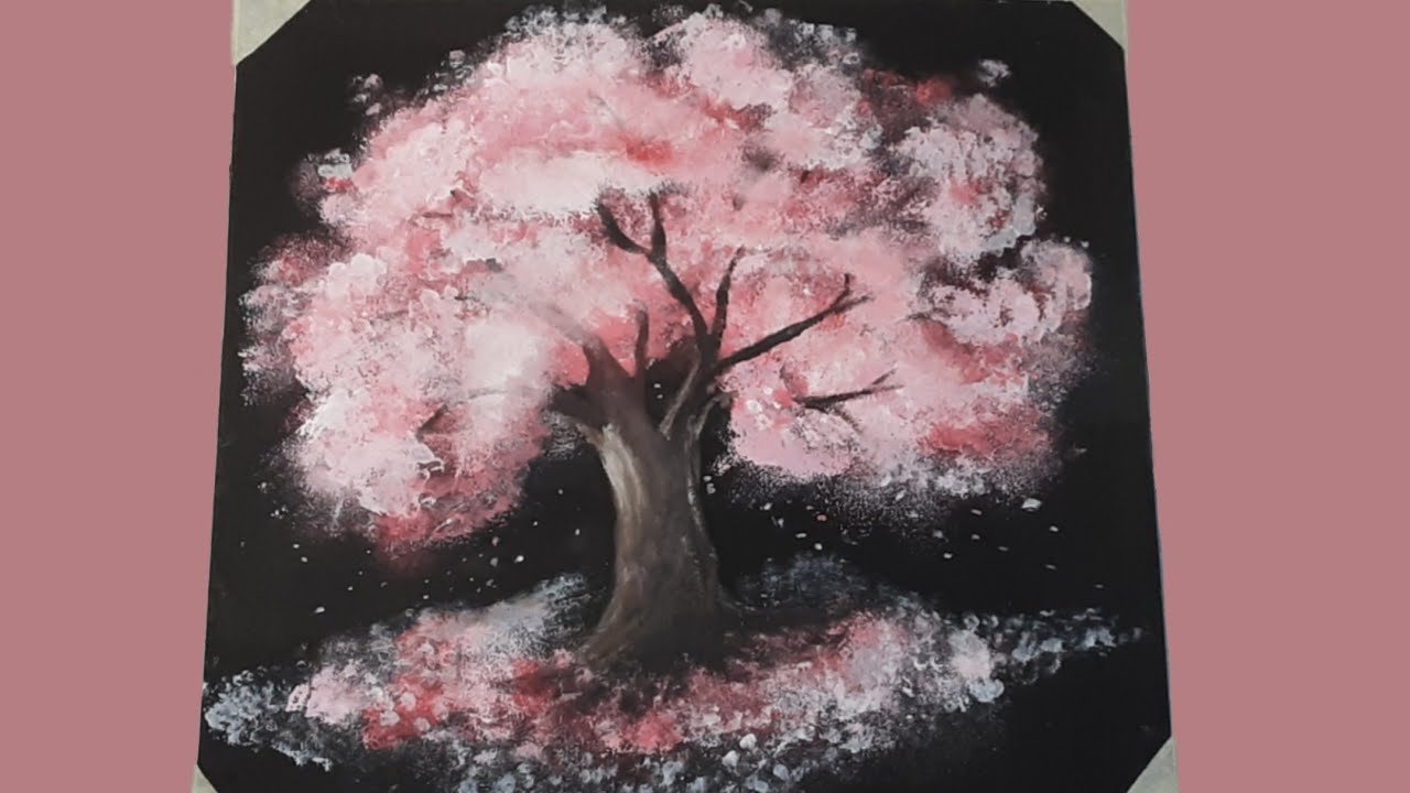 How To Paint a Tree With Sponge And Cotton Swaps/ Easy Acrylic Painting ...