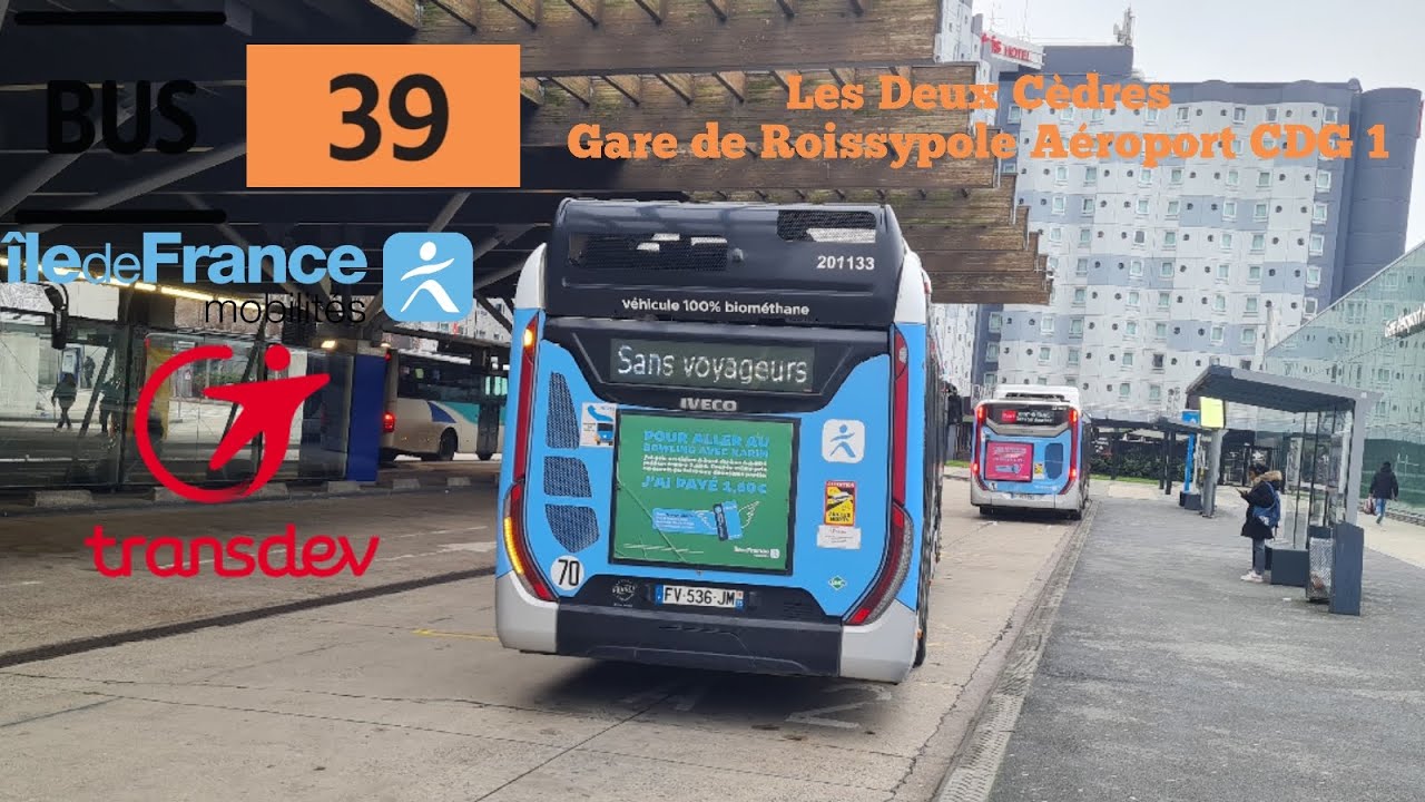 Bus 39 Urbanway 12 GNV C8 Transdev Les Deux Cèdres ️Gare de Roissypole Aéroport CDG 1 - YouTube