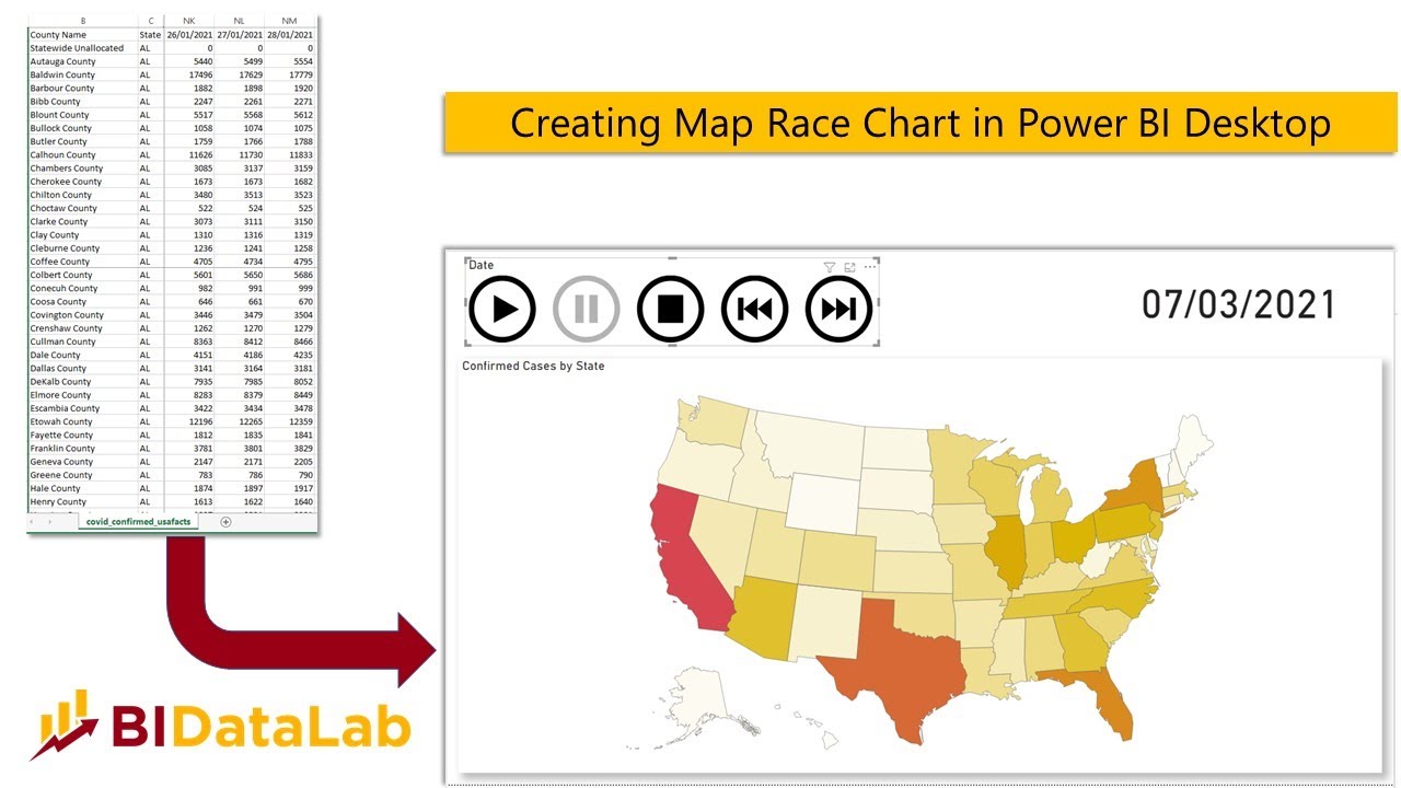 How to create a Map Race Animation in Power BI Desktop using COVID19 ...