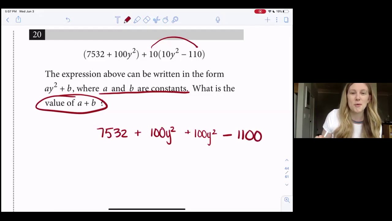 Practice SAT 7 Math No Calculator Test Question 20 - YouTube