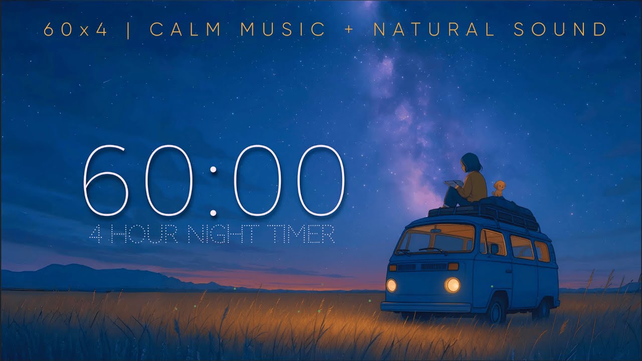 4 Hour Late Night Study Timer | Calm Music + Relaxing Natural Sound ...