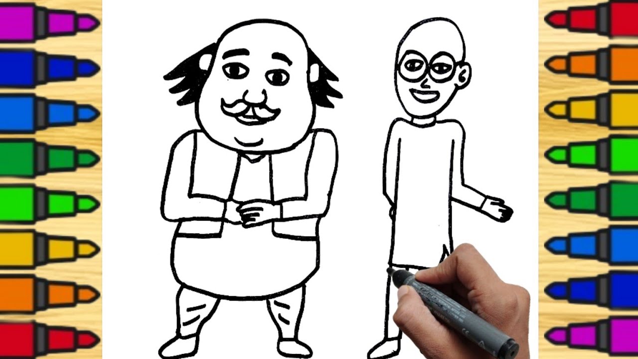 how to draw motu patlu drawing (step by step) Easy motu patlu drawing ...
