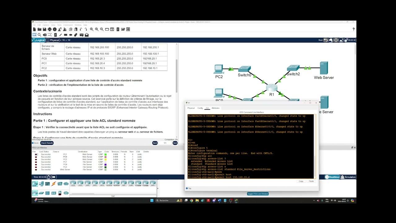 ENSA-5.1.9-Configurer les ACLs IPv4 standard nommées - YouTube