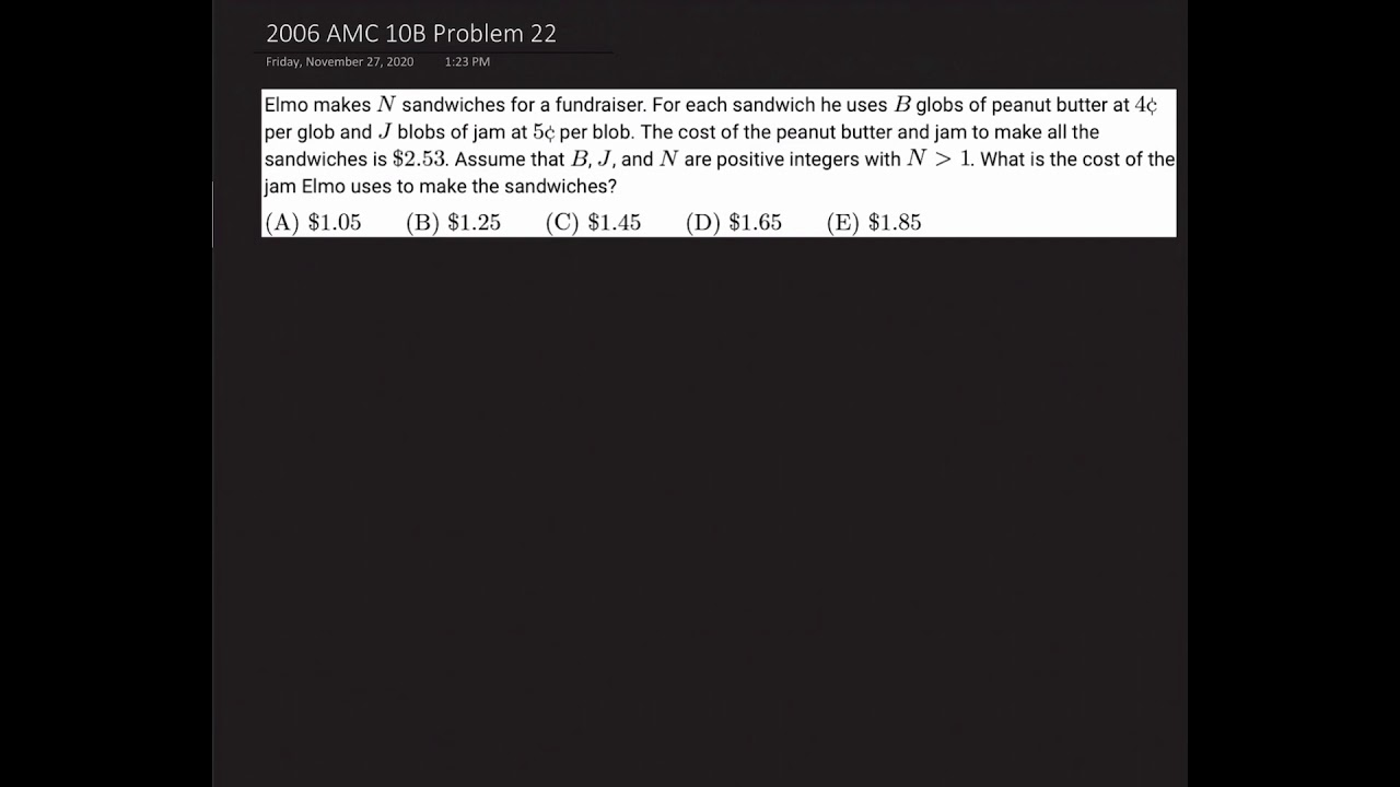 2006 AMC 10B Problem 22 | Arnesh Sharma - YouTube