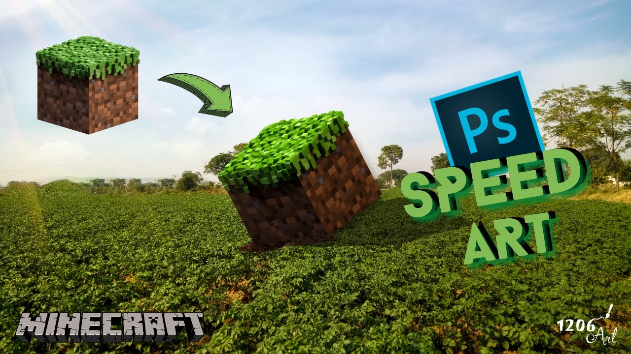 Bringing Minecraft Block Into Reality!! || Photoshop Speed Art ...
