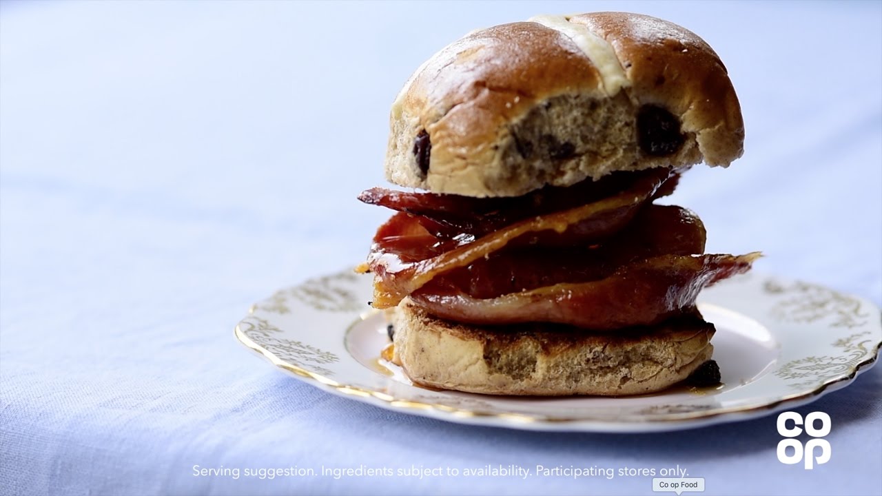 Co-op Food | Sticky Bacon Hot Cross Bun - YouTube