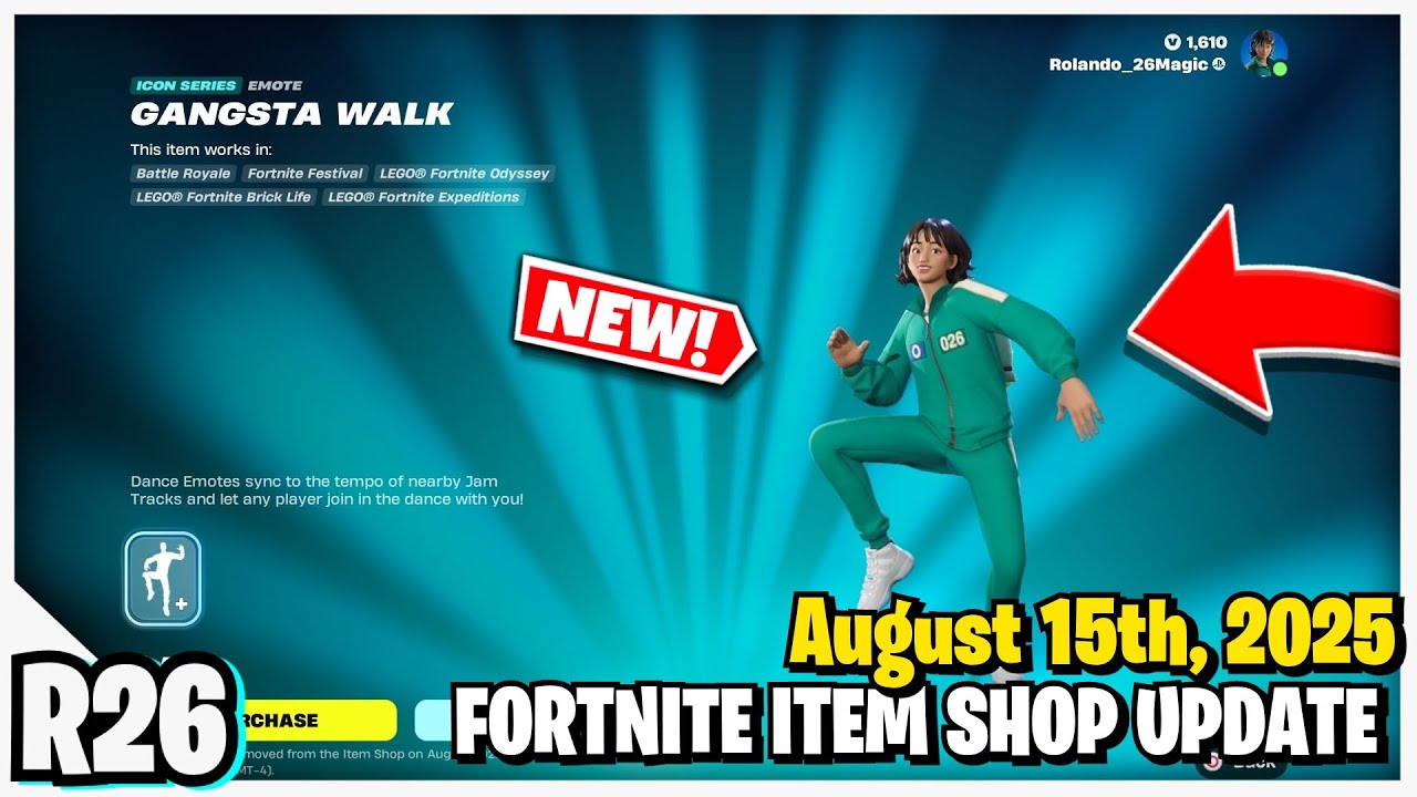 Fortnite Item Shop *NEW* GANGSTA WALK EMOTE! [August 15th, 2025] - YouTube