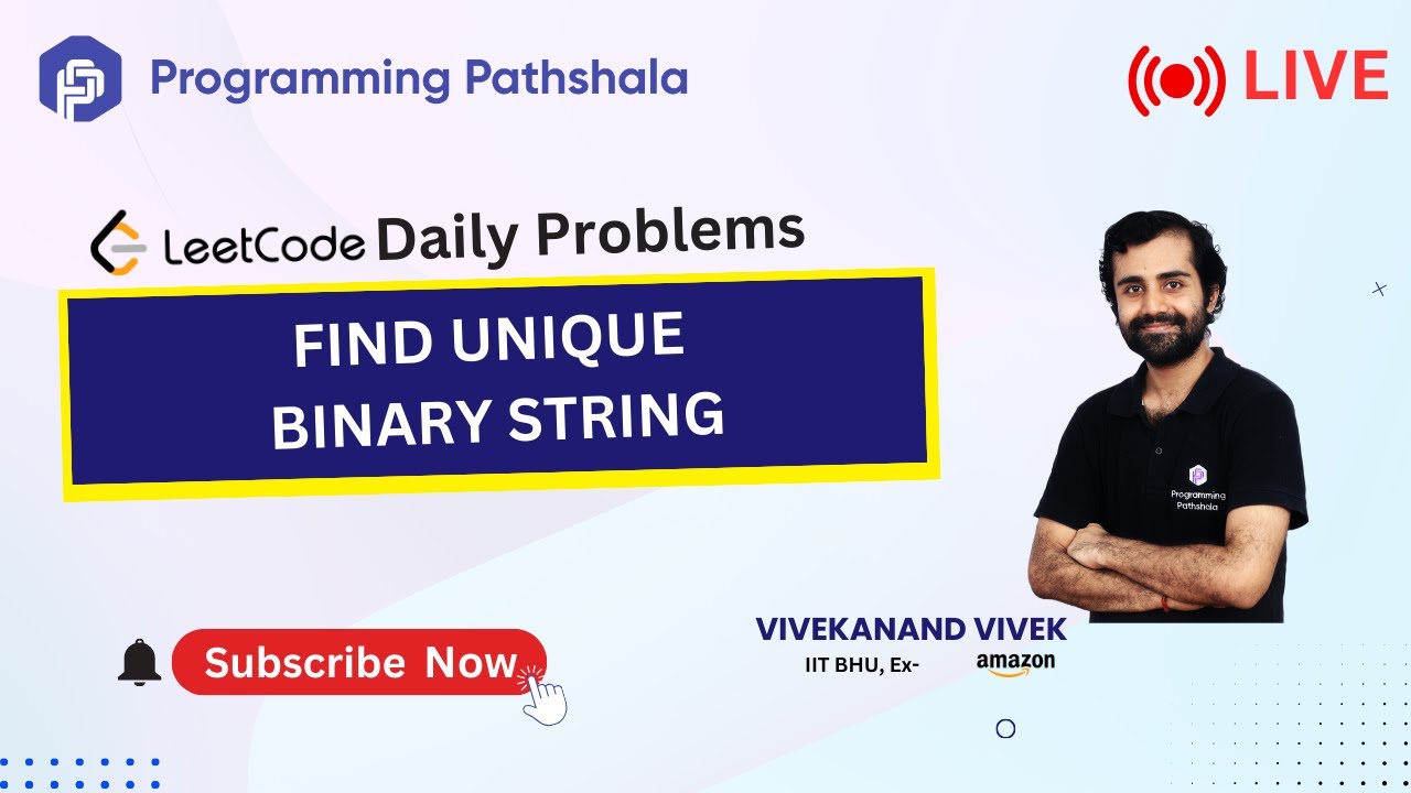 Code Everyday Array String Asked In Flipkart 1980 Find Unique Binary String Youtube 4519