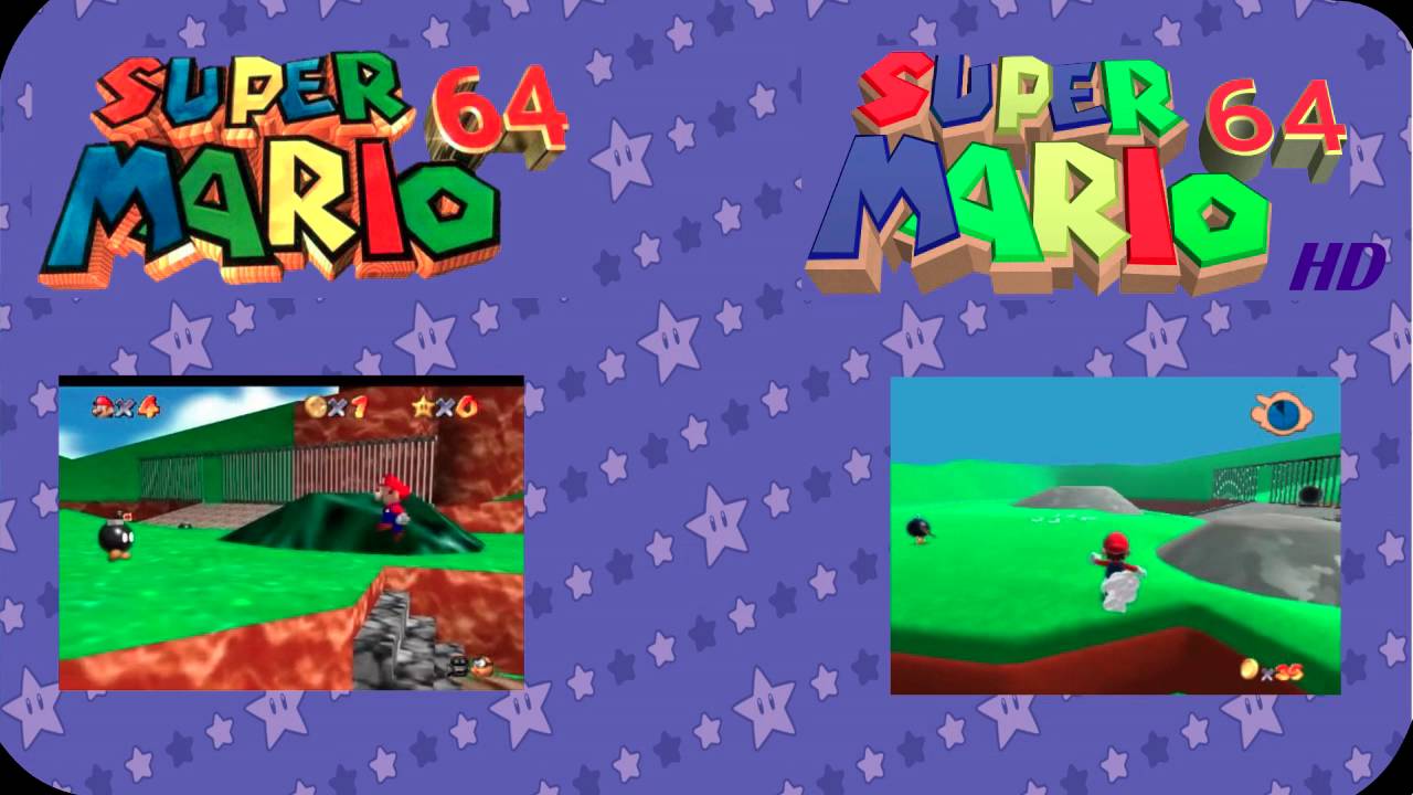 Super Mario 64 vs HD Remake comparision (2016) 1080p - YouTube