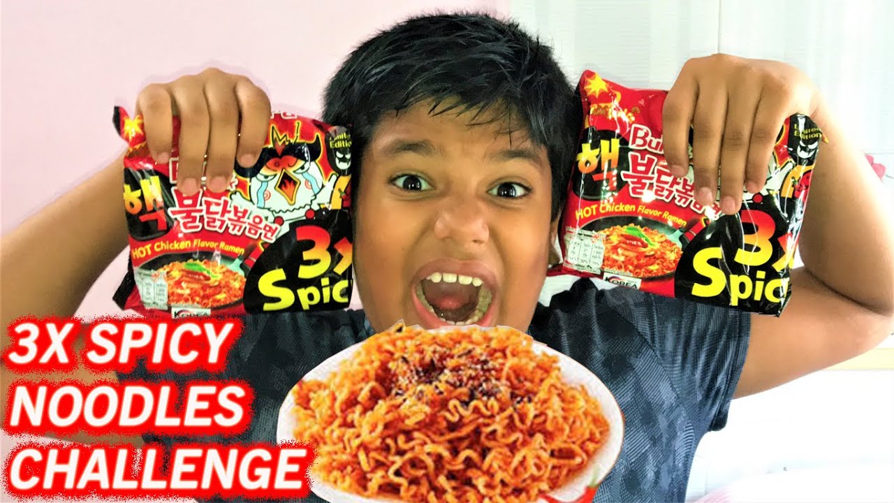 3X Extremely SPICY Korean Fire Noodles Eating Challenge - SAMYANG FIRE ...