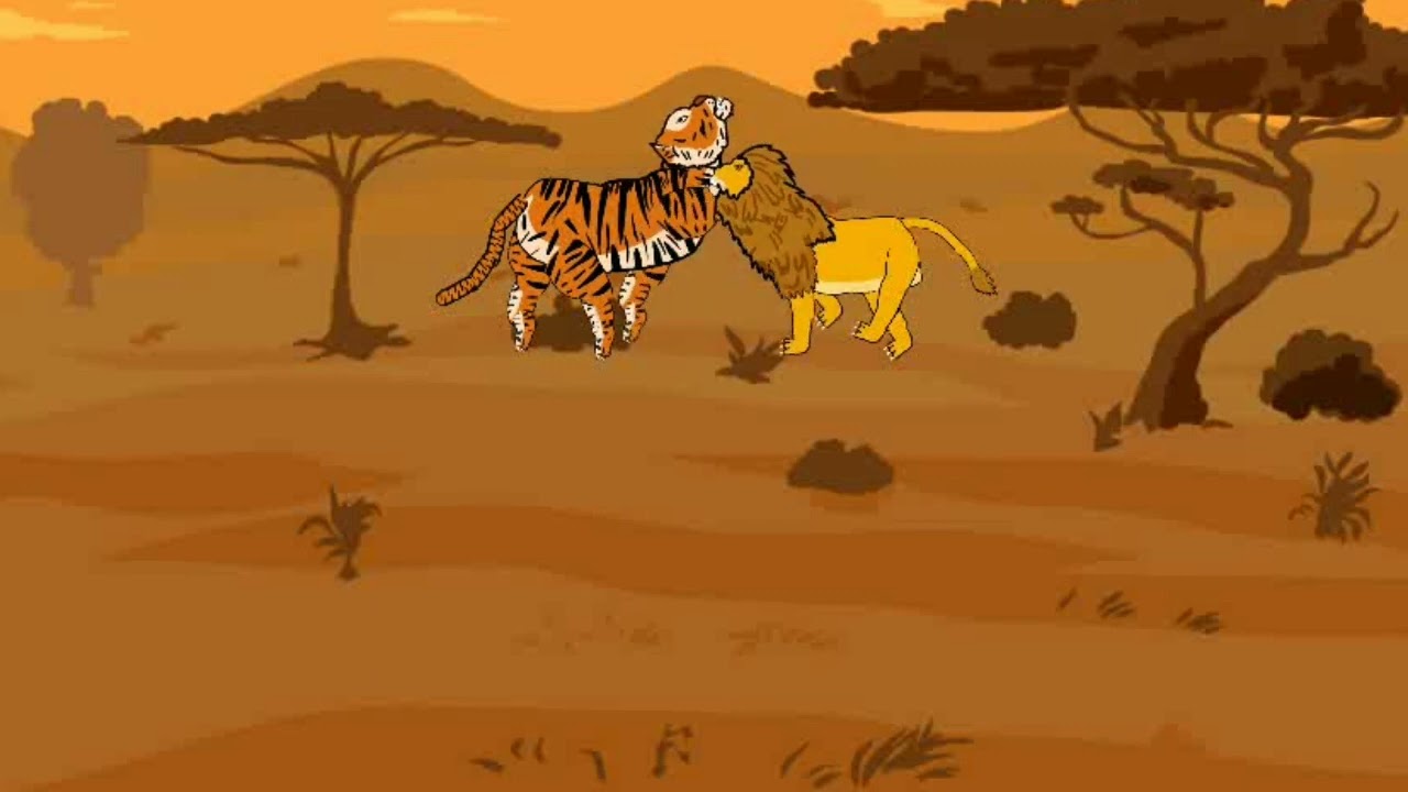 lion vs tiger animation #dc2 #drowingcartoon2 - YouTube